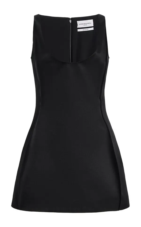 Brandon Maxwell Robbie Scoop-neck Wool-silk Mini Dress - Black