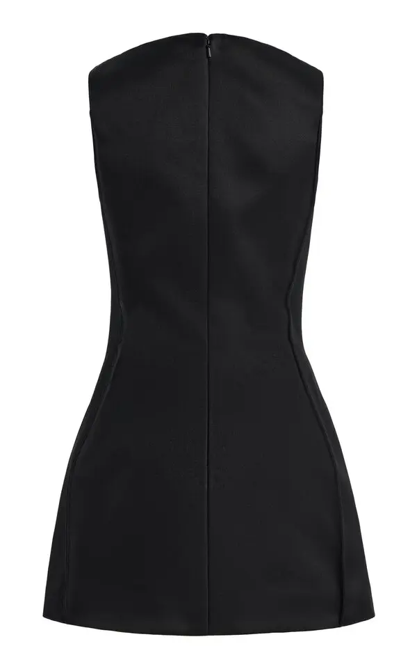 Brandon Maxwell Robbie Scoop-neck Wool-silk Mini Dress - Black