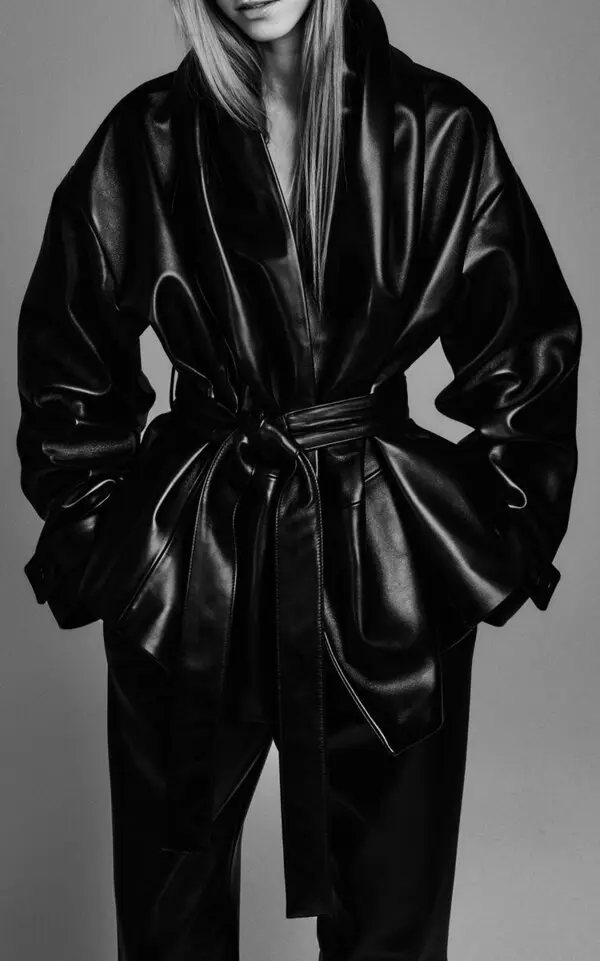Brandon Maxwell Bennet Lamb Leather Cropped Trench Coat