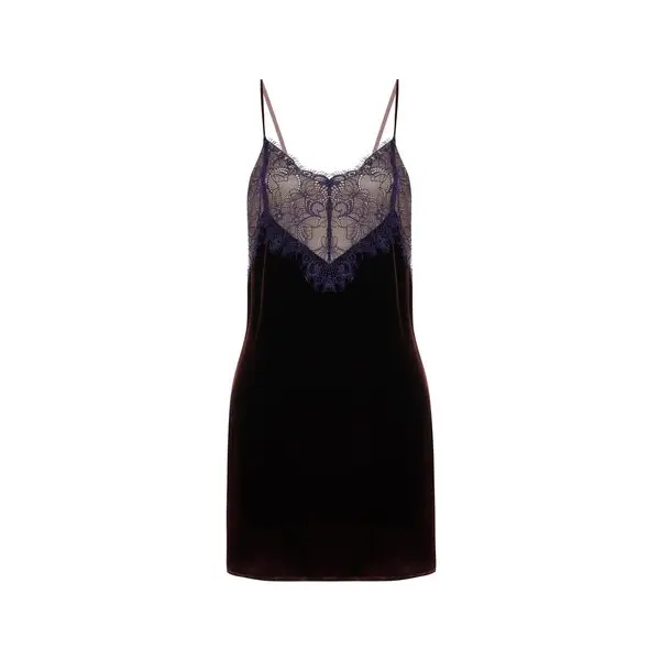 MAISON SEL Lace Detailed Mini Dress - Brown
