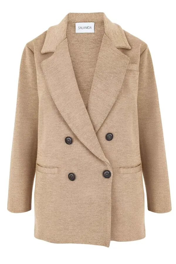 SALANIDA Neutrals Forza Knitted 100% Merino Wool Blazer - Beige