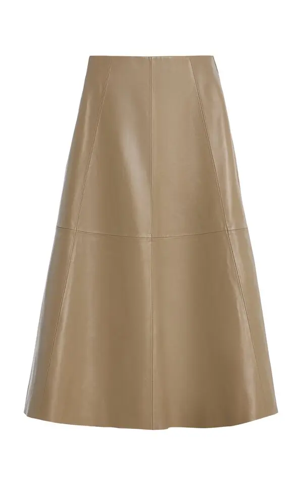 BY MALENE BIRGER Leather Midi Skirt - Green