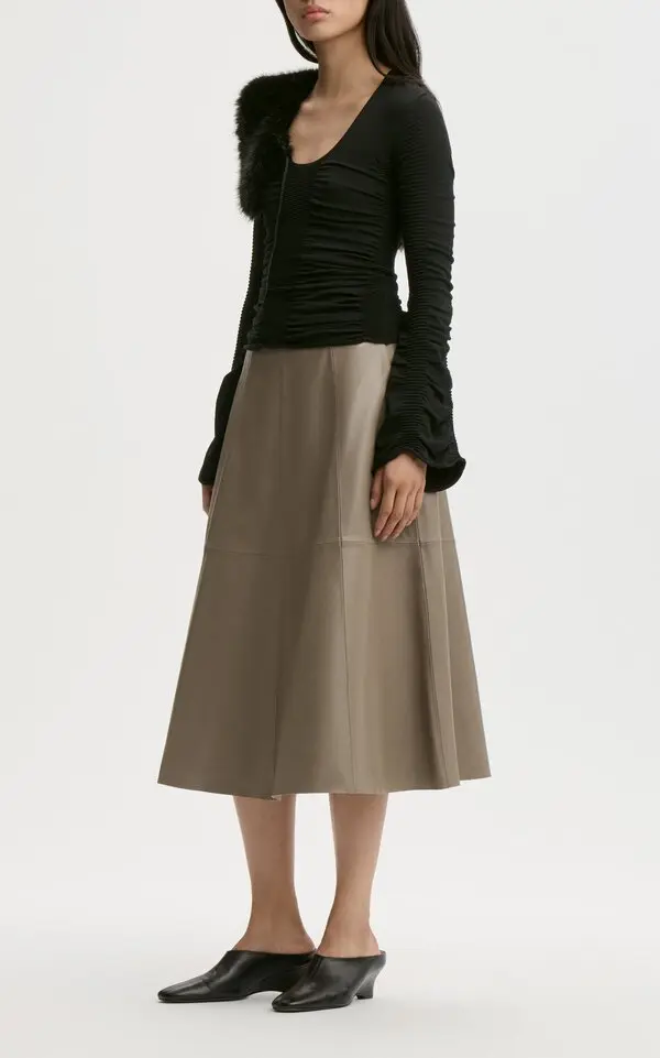BY MALENE BIRGER Leather Midi Skirt