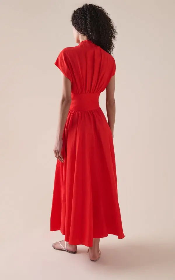 Alaïa Tie-detailed Slub Midi Dress