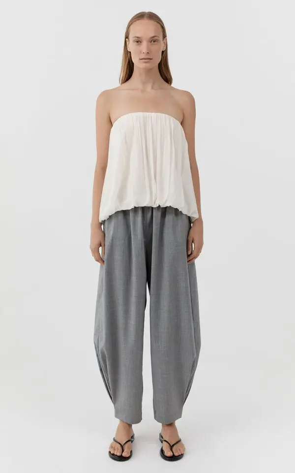 ST. AGNI Strapless Balloon Silk Top