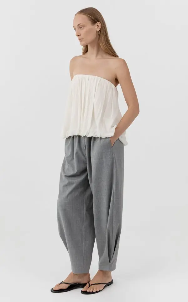 ST. AGNI Strapless Balloon Silk Top