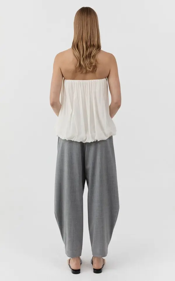 ST. AGNI Strapless Balloon Silk Top