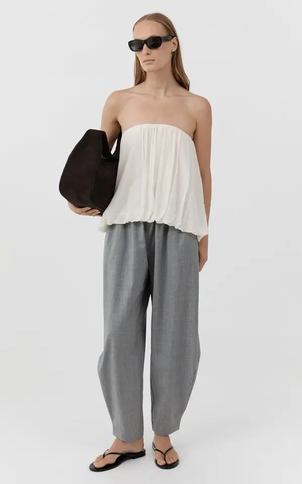 ST. AGNI Strapless Balloon Silk Top