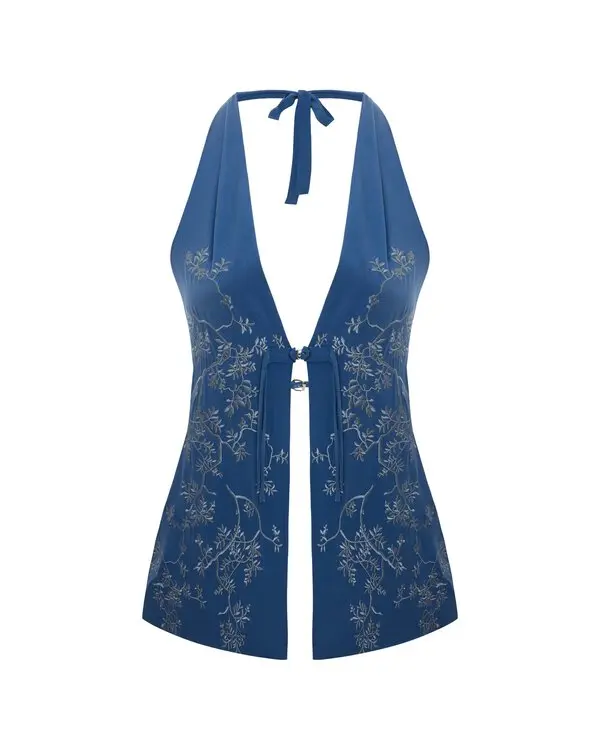 MAISON SEL Wrap Around Top - Blue