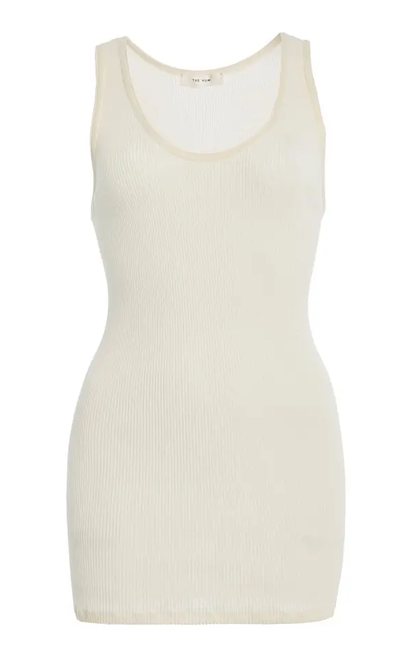 THE ROW Cendrea Ribbed Jersey Racerback Tank - Ivory