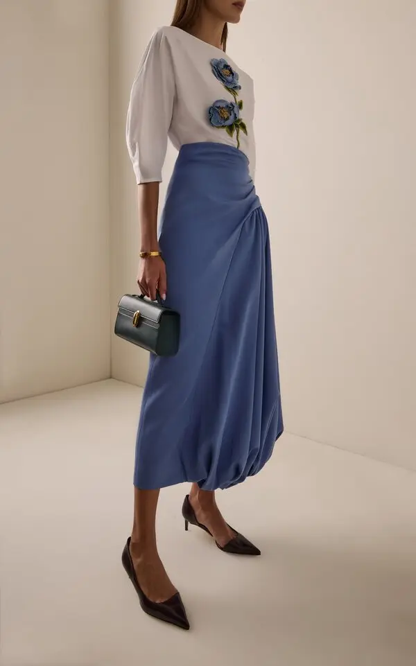 Lela Rose Faille Draped Bubble Skirt