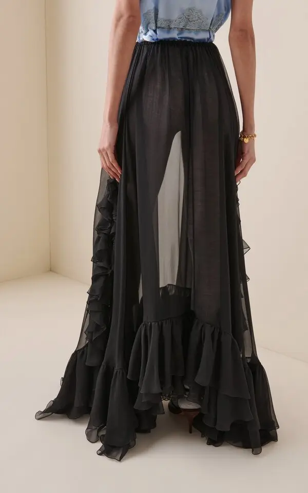 Chloé Ruffled Organic Silk Mousseline Maxi Skirt