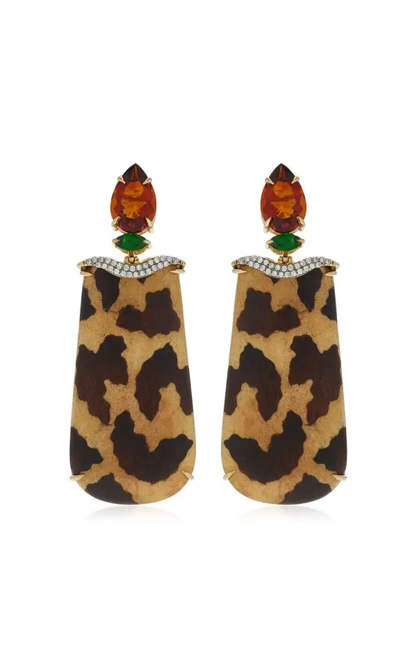 SILVIA FURMANOVICH Marquetry Wood Earrings - Multi