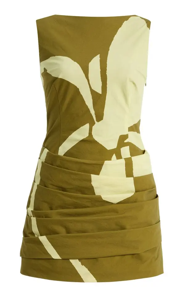 Significant Other Phoebe Pleated Mini Dress With Abstract Print - Green
