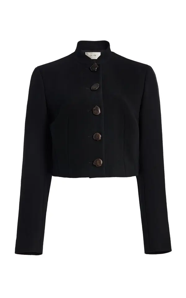 THE ROW Bellamy Cropped Wool Jacket With Wooden Buttons - Black
