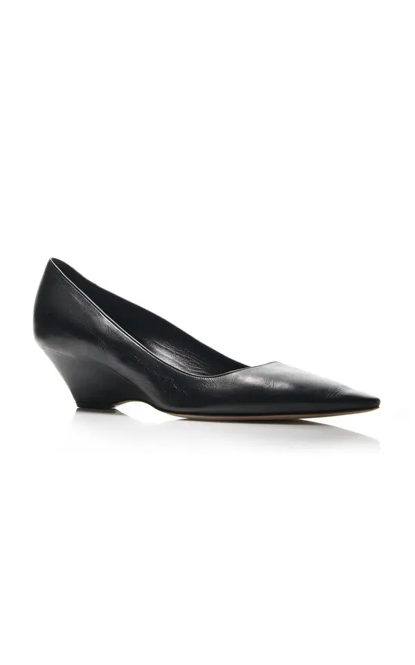 THE ROW Liisa Leather Wedge Pumps - Black