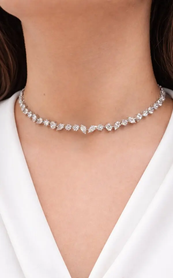 YESSAYAN 18k Gold Mixed Shape Rivière Necklace