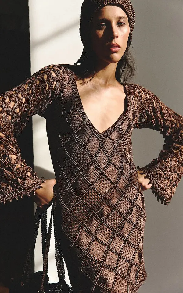 PALMA CANARIA Handwoven Macramé Mini Dress