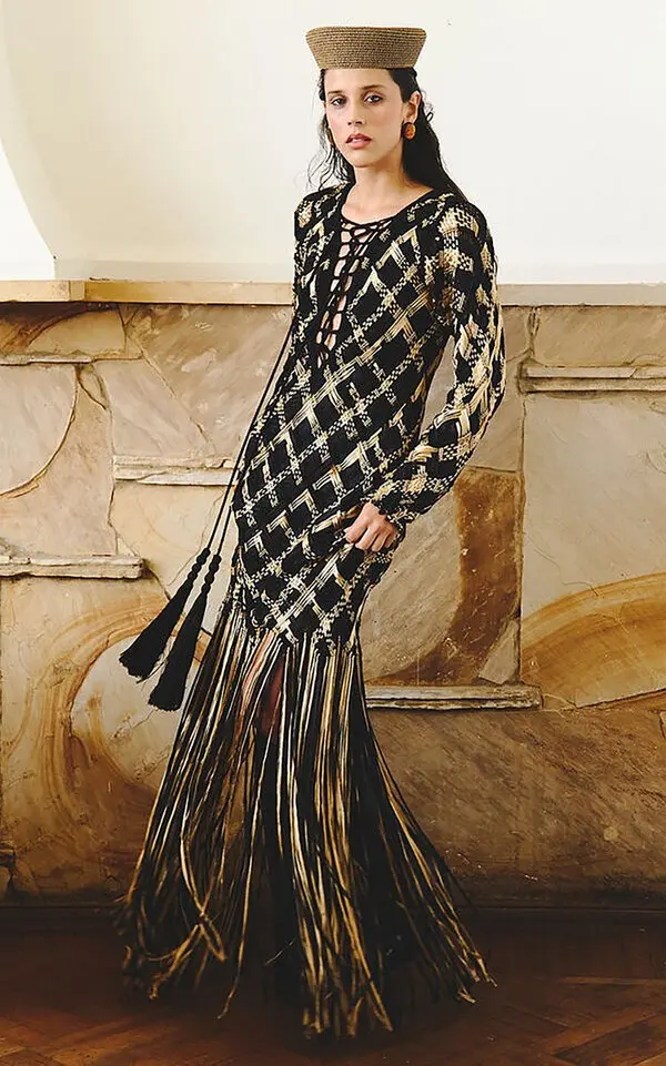 PALMA CANARIA Gretta Handwoven Macramé Maxi Dress