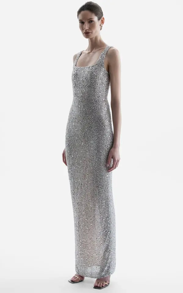 Rachel Gilbert Nala Crystal-embellished Cape Gown