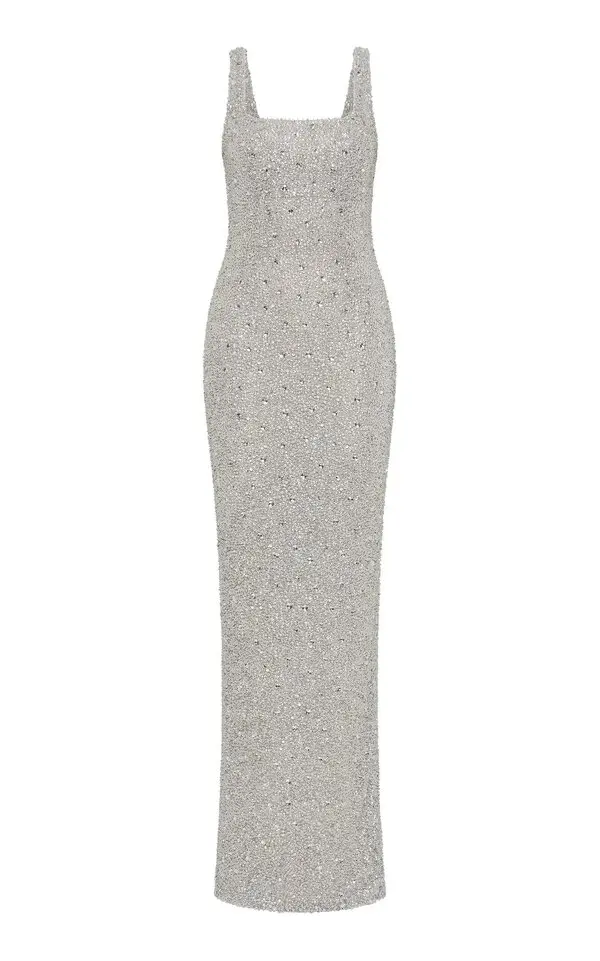 Rachel Gilbert Nala Crystal-embellished Cape Gown