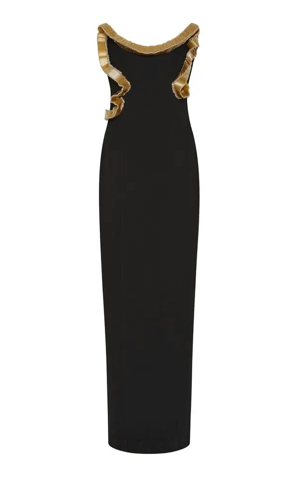 Rachel Gilbert Malik Ruffle-trimmed Column Gown