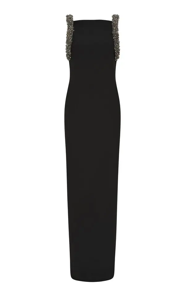 Rachel Gilbert Riley Embellished Wool-silk Gown - Black