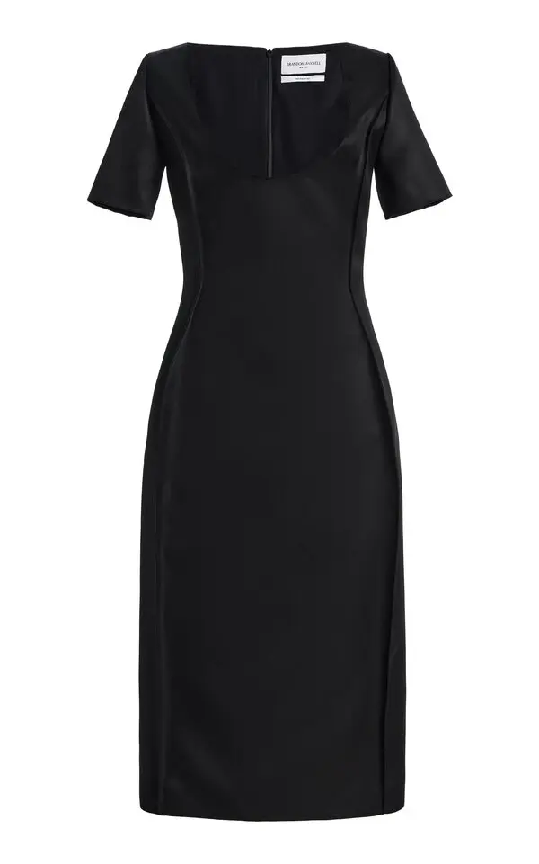 Brandon Maxwell Willis Scoop-neck Wool-silk Midi Dress - Black