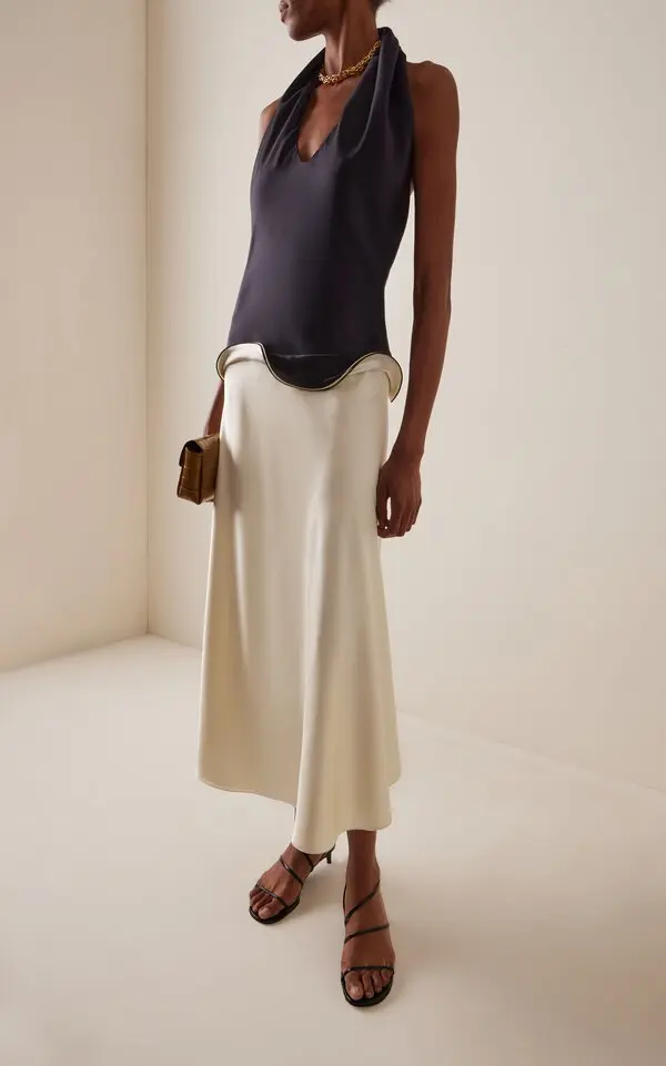 Brandon Maxwell Romy Ruffle Stretch-silk Charmeuse Maxi Dress