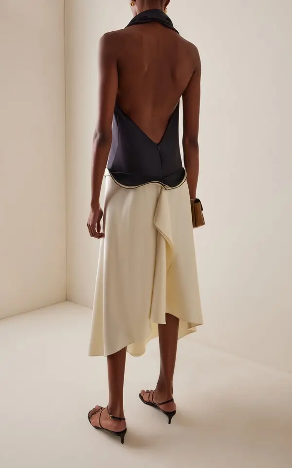 Brandon Maxwell Romy Ruffle Stretch-silk Charmeuse Maxi Dress