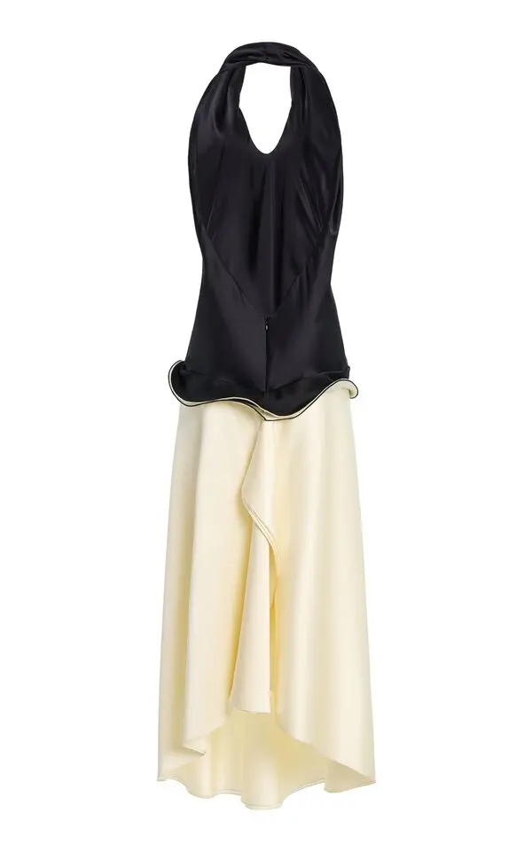 Brandon Maxwell Romy Ruffle Stretch-silk Charmeuse Maxi Dress