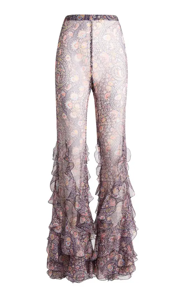 Etro Patterned Silk Flared Pants