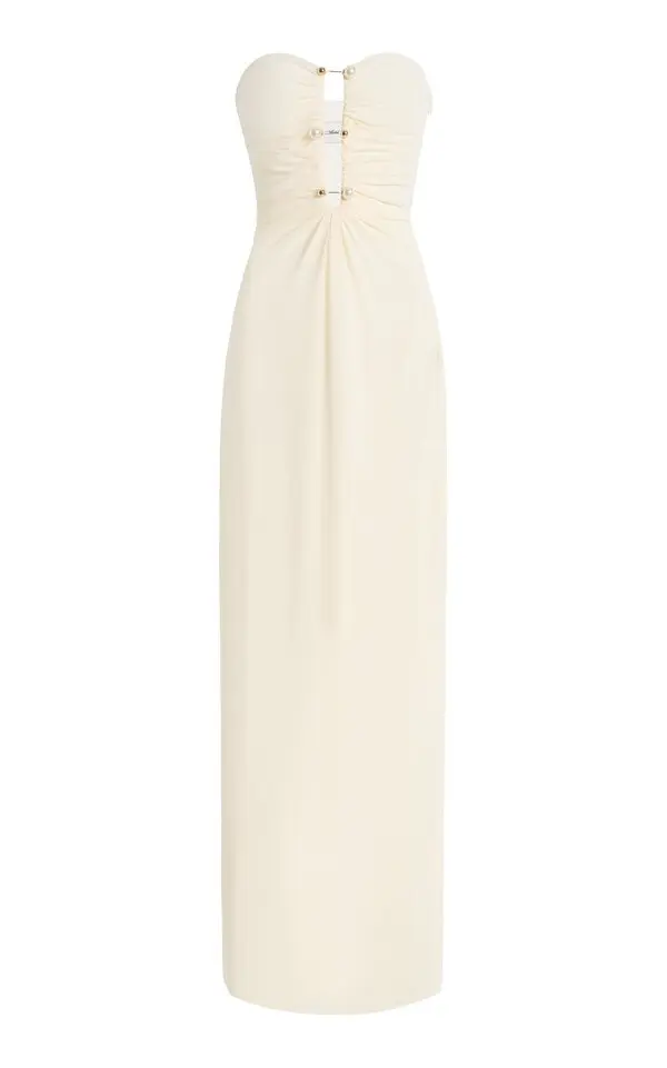 MORE NOIR Alina Ruched Jersey Maxi Dress With Cutout Detail - Ivory