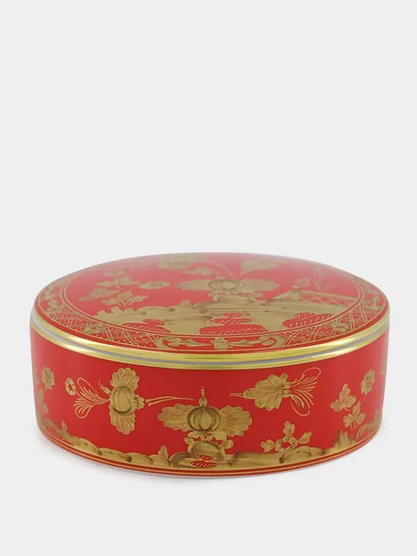 GINORI 1735 Oriente Italiano Rubrum Trinket Box With Gold Detailing - Red