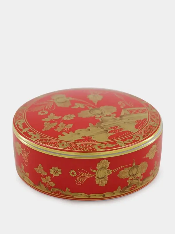 GINORI 1735 Oriente Italiano Rubrum Trinket Box With Gold Detailing - Red