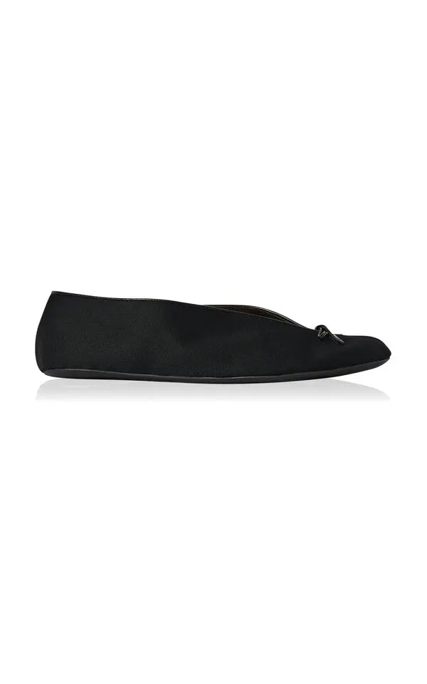 THE ROW Fay Bow Wool Flats - Black