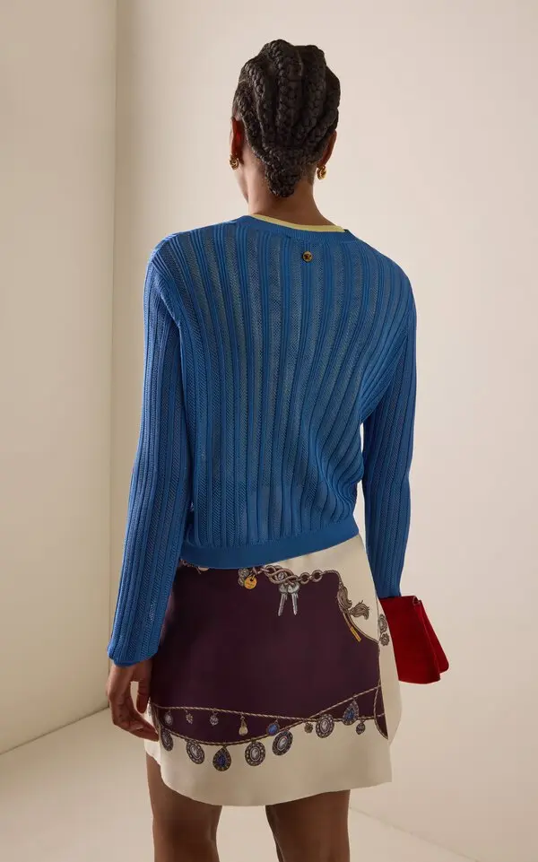 Versace Knitted Mesh Ribbed Sweater