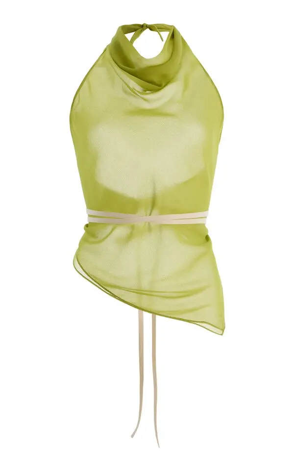 TAE PARK Sheer Silk Kite Top - Green