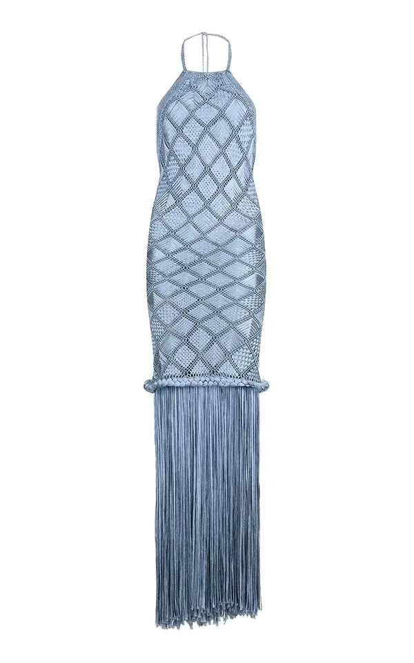 PALMA CANARIA Serena Handwoven Macramé Maxi Dress