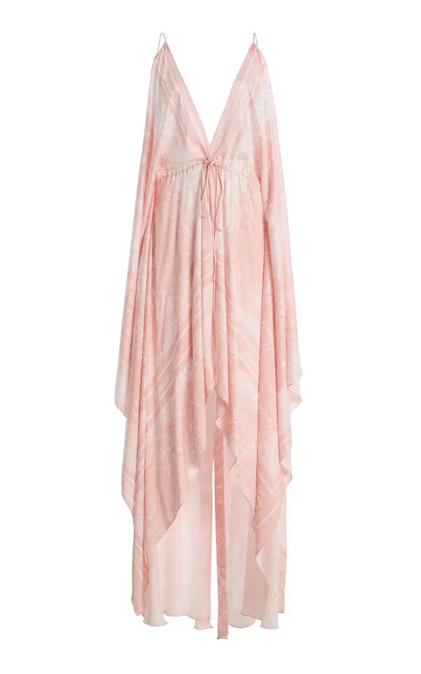 Balmain Open-shoulder Foulard-print Dress