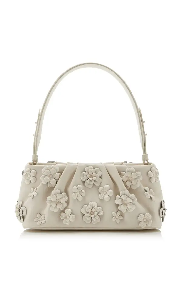 Simkhai Harlow Leather Flower Shoulder Bag - Ivory