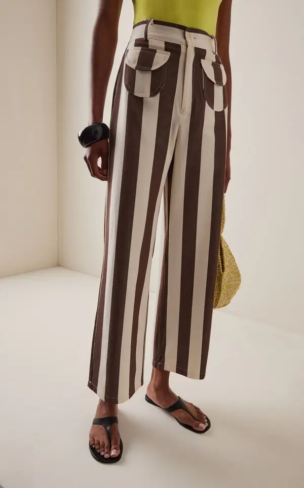 La Veste Exclusive Parasol Cotton Straight-leg Pants - Brown