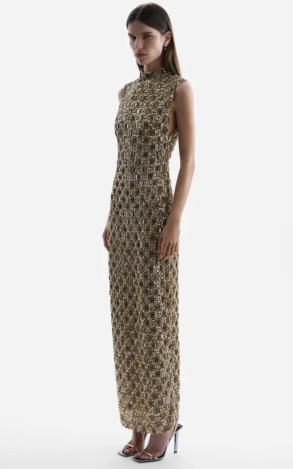 Rachel Gilbert Sinclair Embellished Column Gown
