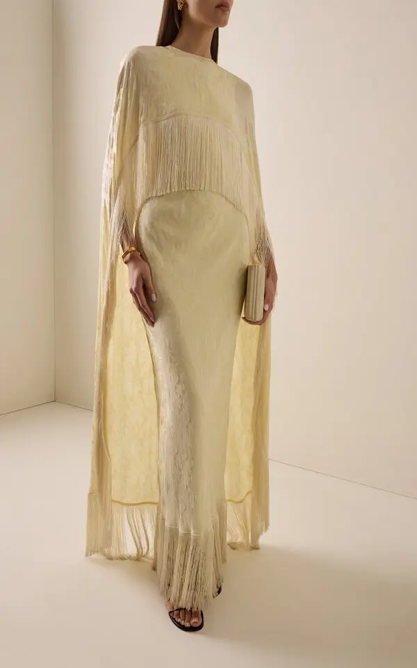 Anna October Gill Fringed Crepe Maxi Dress