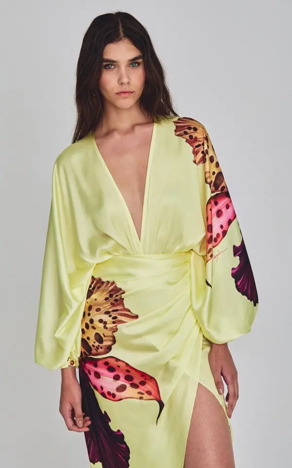ANDRÉS PAJÓN Copal Printed Satin Top - Yellow