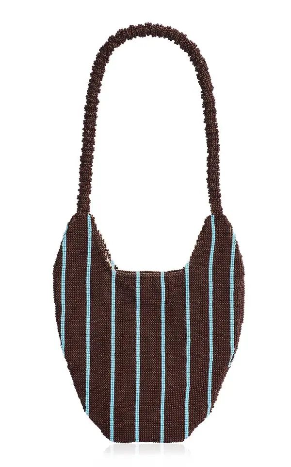 LIKE A BIRD Alva And Espresso Beaded Shoulder Bag