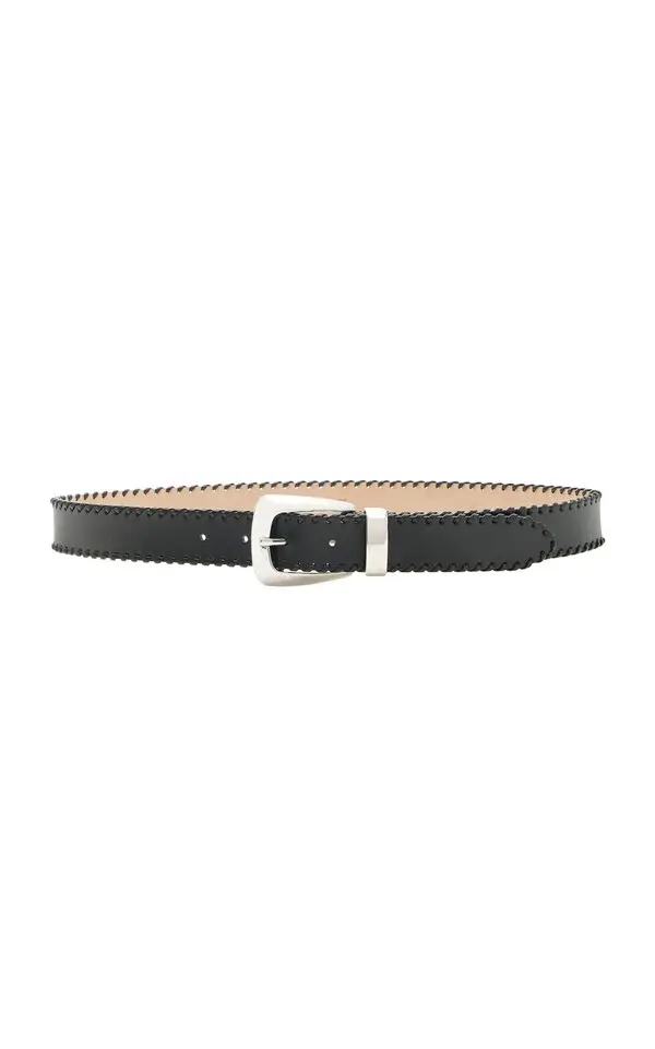 Khaite Benny Whipstitch Leather Belt - Black