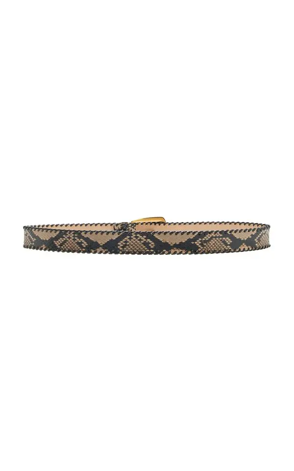 Khaite Benny Whipstitch Snake-effect Leather Belt