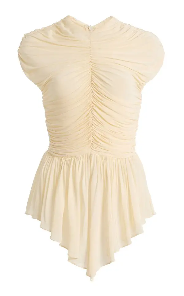 Tove Gabor Ruffled Jersey Top - White