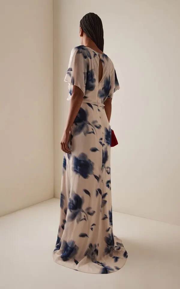 Amsale Floral-print Gauze Dress